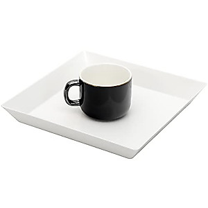 Youngever 3 Pack Plastic Serving Trays, Square Serving Platter for Parties, 10 inch x 10 inch (White)