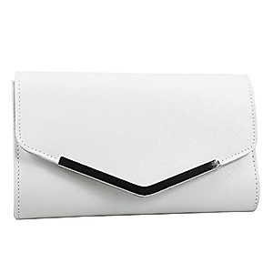 SHERCHPRY Large Mens Wallet White Clutch Evening Purse with Chain Strap for Women Ladies Wedding/Prom/Black- Tie Events Womens Wristlet Wallets