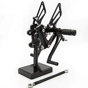 CNC ZX6R 99-02 Motorcycle Adjustable Rearsets Foot Pegs Rear Set Footpeg Brake Shift Pedal Compatible with Ninja 600 ZX6R ZX636 1999-2002/ ZX9R 1999-2003/ ZZR600 2005-2008 Black