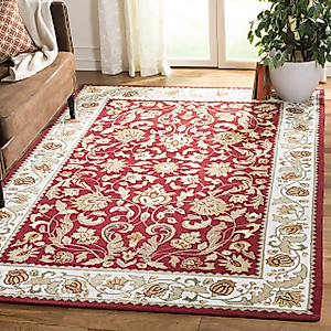 SAFAVIEH Easy Care Collection 6' x 9' Red / Ivory EZC101C Hand-Hooked Oriental Area Rug