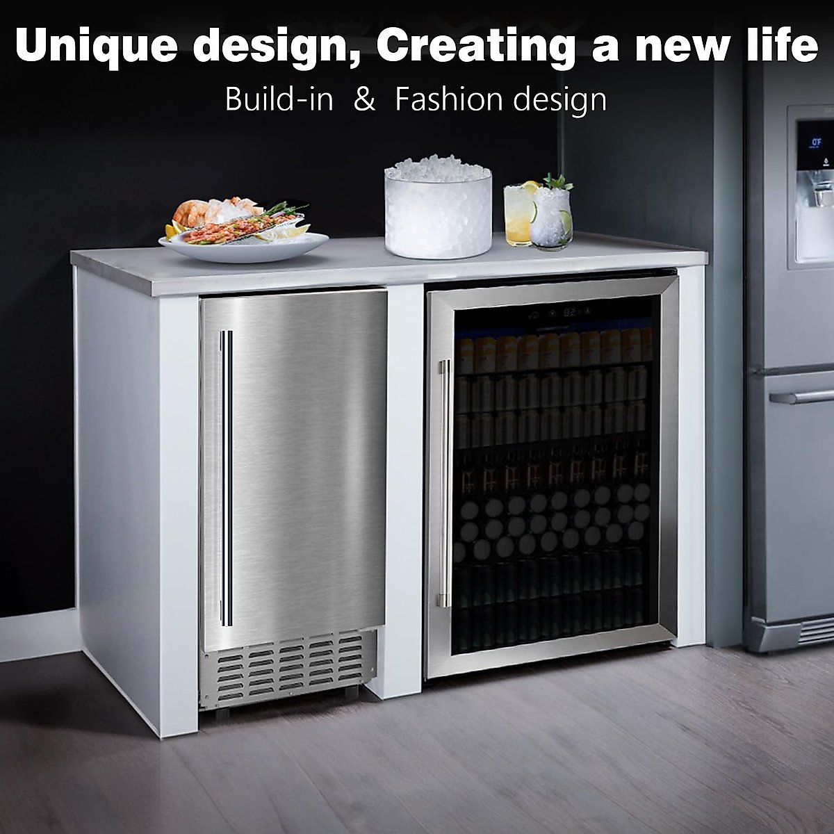 COWSAR Commercial Ice Maker Machine, Nugget Ice, 66lbs/24H Stainless Steel Under Counter Ice Maker, Self-Clean&24H Timer, Commercial Nugget Ice Machine with LCD Display, Ideal for Bar/Cafe/Restaurant