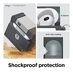 elago Floppy Disk Case Compatible with AirPods 3rd Generation Case - Compatible with AirPods 3 Case Cover, Carabiner Included, Shock Resistant, Full Protection, Supports Wireless Charging (Dark Grey)