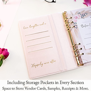 Wedding Planner Book and Organizer for The Bride 2021 -Pink Faux Leather, Gold foil Stamped 'Busy Planning Our Wedding Day' Wedding Binder Engagement Gifts for Women