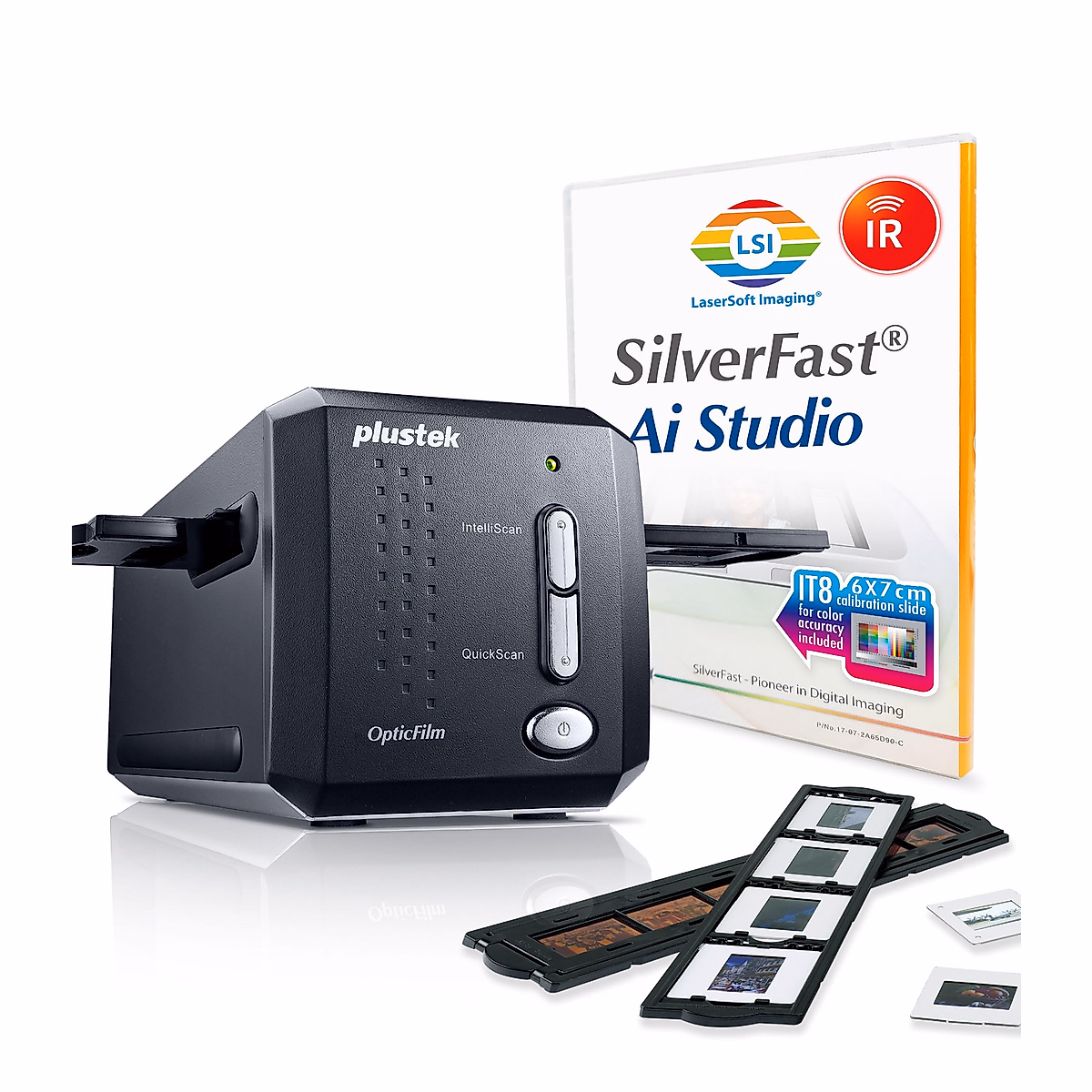 Plustek OpticFilm 8200i AI - 35mm Film & Slides Scanner. IT 8 Calibration Target + SilverFast Ai Studio 8.8, 7200 dpi Resolution 64Bit HDRi , Mac/PC