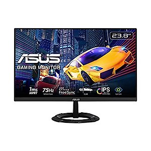 ASUS 23.8” 1080P Gaming Monitor (VZ249QG1R) - Full HD, IPS, 75Hz, 1ms, Extreme Low Motion Blur, Speakers, FreeSync, Eye Care, VESA Mountable, Ultra-Slim, DisplayPort, HDMI, Tilt,Black