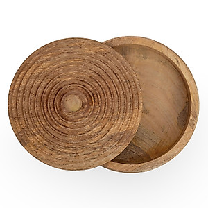 Indian Kitchen Roti Holder Box Pancake Keeper Serveware Hot Pot Casserole Dish With Lid Home Kitchen Dining Decor, Natural Brown, 9 x 3 Inches