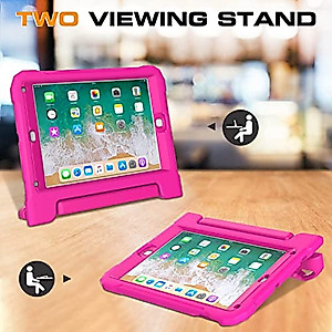 MOXOTEK Kids Case for iPad 5th/6th Generation & iPad Air 1/2 & Pro 9.7, iPad 9.7" Case with Screen Protector, Shockproof Protective Cover for iPad 9.7 inch 6/5 Generation 2018/2017, Pink
