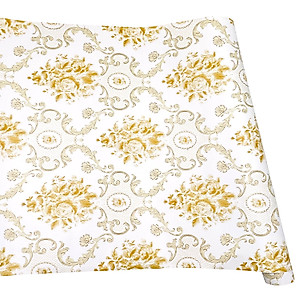 Yifely Gold Damask Self Adhesive Shelf Drawer Liner Decorative Storange Organizers Cabinets Lining Paper Easy to Remove 17.8 Inch by 9.8 Feet