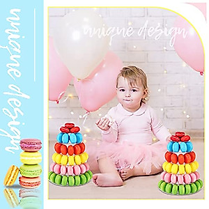 Juexica 6 Tiers Round Macaron Tower Stand 2 Pieces Plastic Cake Display Rack Macaron Display Wedding Cupcake Stand Food Serving Stands Clear Dessert Stands for Wedding Baby Shower Birthday Decor