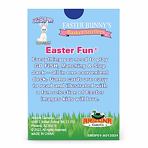 Arizona GameCo Easter Bunny Go Fish Card Game | Kids Ages 4-9 | Play 3 Fun Games Including Go Fish, Slap Jack & Old Maid Using 1 Deck | an Ideal Easter Gift or Use as Basket Stuffers for Girls & Boys