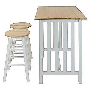 Casual Home 3-Piece Breakfast Set with Solid American Hardwood Top, White