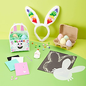 Highlights for Children Easter Craft Kit for Kids, 3 Easter Crafts in 1, Create an Easter Basket, Bunny Ears Headband, and Chalk Art Easter Decorations, Ages 6+