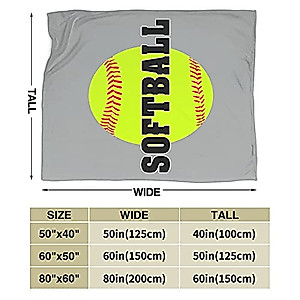 Blanket Softball Baseball in Grey Throw Blanket Ultra Soft Velvet Blanket Lightweight Bed Blanket Quilt Durable Home Decor Fleece Blanket Sofa Blanket Luxurious Carpet for Men Women Kids