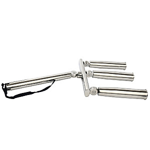 3 Tube Silver Highly Polished Stainless Steel Trident Outrigger Stylish Rod Holder - Triple Rod Holder , Kite Fishing Mount 3-Rod Holder -9998S