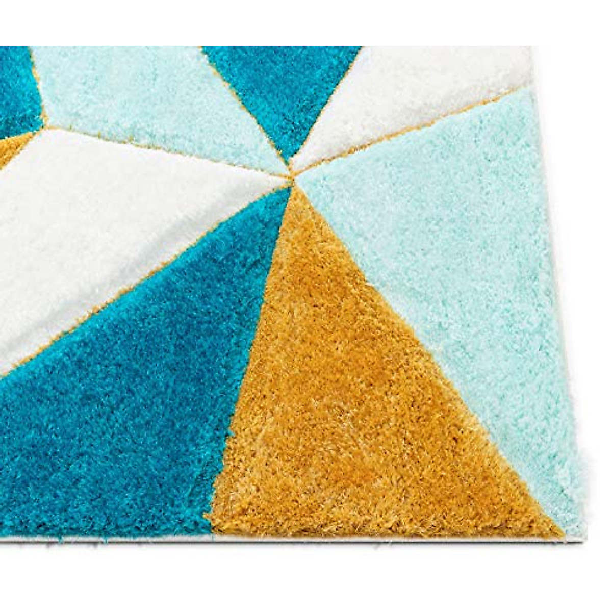 Well Woven San Francisco Venice Blue Modern Geometric 3D Textured Thick and Soft Shag 5'3" x 7'3" Area Rug