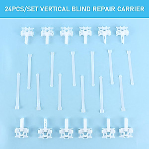 UXELY 12pcs/Set Vertical Blind Repair Carrier with Straps, Universal Vertical Blinds Repair Kit with Stem, Replacement Parts Vertical Blinds Curtain Accessories, No Drilling(White)