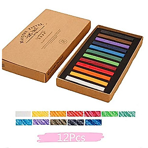 Non Toxic Artist Pastels,Square Soft Pastels Set,Chalks 12/24/36/48 Colors Soft Dry Pastel Artist Chalk Pastel Sticks for Office School Art Drawing Painting Supplies Professional Art Pastel (12Pcs)