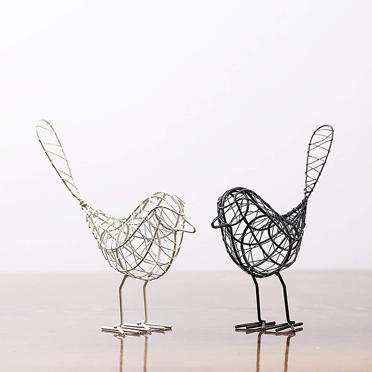 WhaleCreation Handicraft Bird Metal Decorative Figurine Home Decor Gift Toy (White)