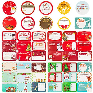 HongyiTime 144 Count Tags Sticker,Christmas Present Labels,48 Jumbo Designs Christmas Stickers Name Tags,Holiday Present Label (Small)