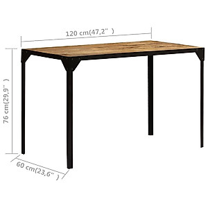 Dining Table,Retro Bar Table,Laptop Computer Desk,Kitchen Home Furniture,Indoor Bar,Rectangle Coffe Table,Very Practical Dinner Party, Study, Office Work, Solid Rough Mango Wood and Steel 47.2"