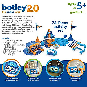 Learning Resources Botley The Coding Robot 2.0 Activity Set - 78 Pieces, Ages 5+, Coding Robot for Kids, STEM Toys for Kids, Early Programming and Coding Games for Kids, for Kids