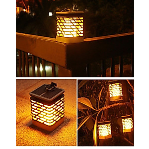 Espier Solar Lantern Outdoor Hanging 75 LED Dancing Flame Effect Solar Table Lights Umbrella Lights for Pathway Patio Yard Garden Decorative Waterproof Auto On/Off