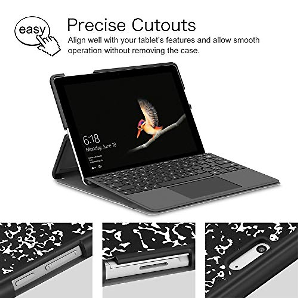 Fintie Case for Microsoft Surface Go 3 2021 / Surface Go 2 2020 / Surface Go 2018 10-inch Tablet - Multiple Angle Hard Shell Business Cover, Compatible with Type Cover Keyboard (Composition Book)