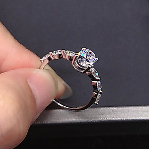 1 Carat Moissanite Ring Classic Egg-shaped horse eye ring Round Cut Solitaire Ring for Women, Engagement, Promise, Wedding (7)