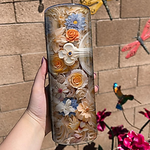 CERMELUS 3D Wrap Christian Cross 20oz Skinny Tumbler, Stainless Steel Double Wall Insulated Cup With Lid And Straw Multi, Bible Christian Tumbler, Gifts for Women, Men, Friends