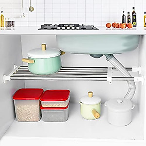 DAHOOMII Adjustable Closet Shelf Divider Tension Rod Expandable Clothes Storage Hanger Coat Rack DIY Stainless Steel 69-91.5cm/27.17inch-36.02inch 0778 -10 0