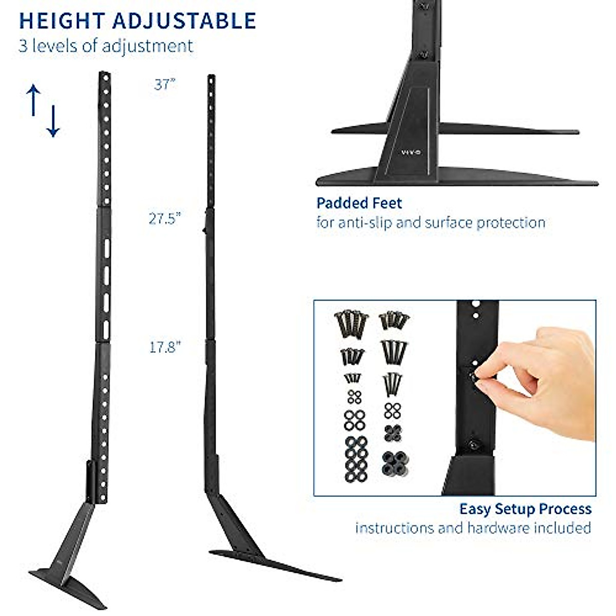 VIVO Extra Large TV Tabletop Stand for 27 to 85 inch LCD Flat Screens, Mount Base with VESA up to 1000x600mm STAND-TV01T