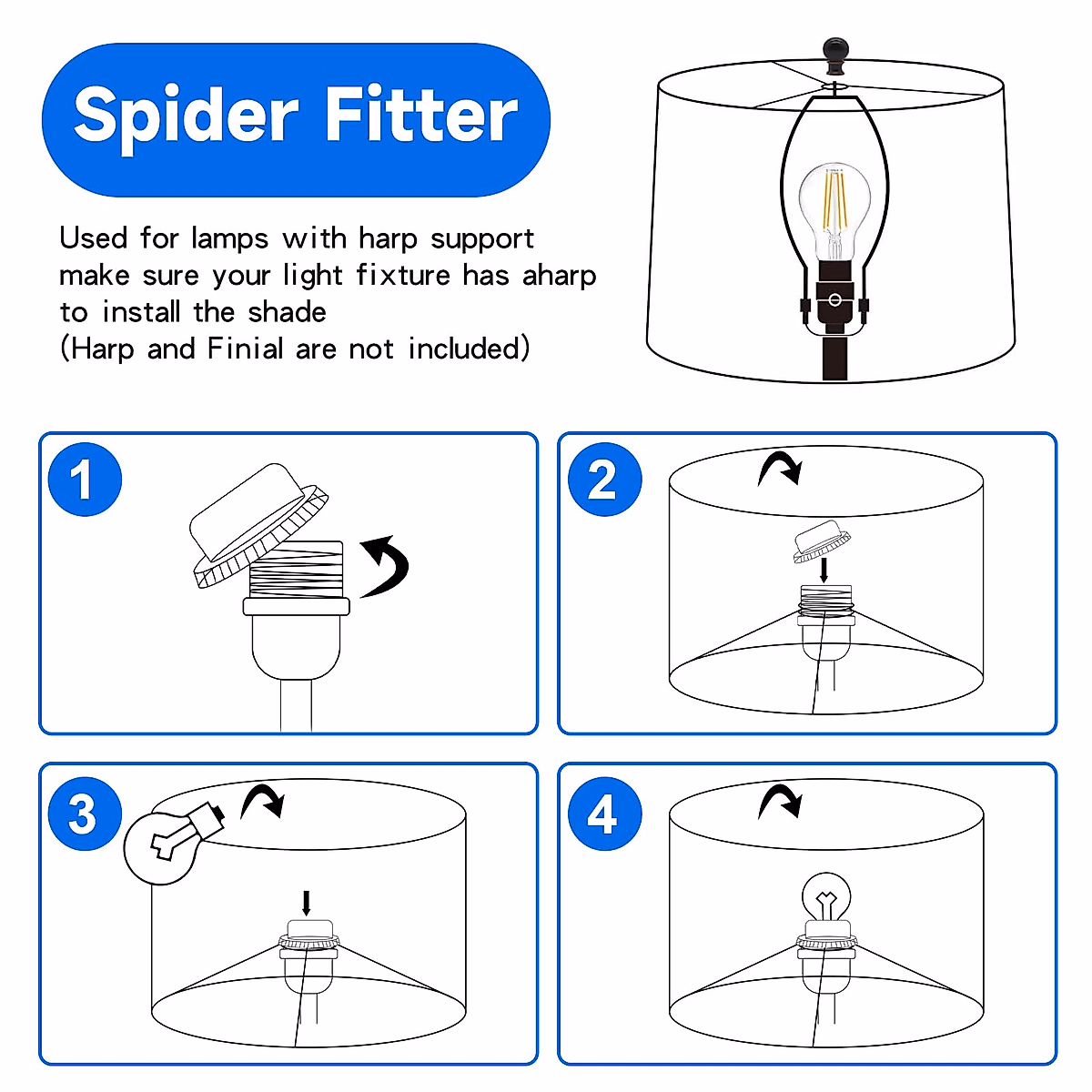 Lamp Shades Set of 2, Drum Lampshade for Table Lamps Floor Lamp, 12" Top X 12" Bottom X 8" High Blue Large-Medium Line Fabric Lamp Shades, Easy Assembly Replacement Lampshades