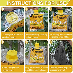 Fly Traps Outdoor, Disposable Hanging Fly Traps Bag, Upgraded 40g Bait