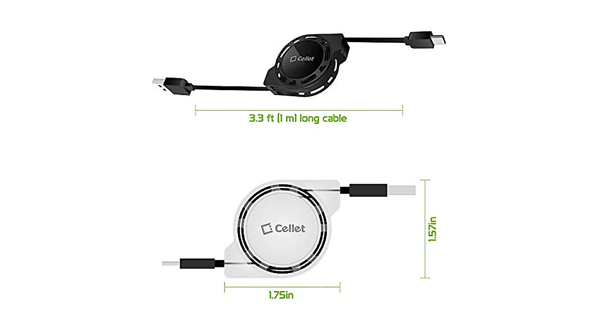Retractable USB-C Cable - Fast Charging & Data Sync (2 Pack)