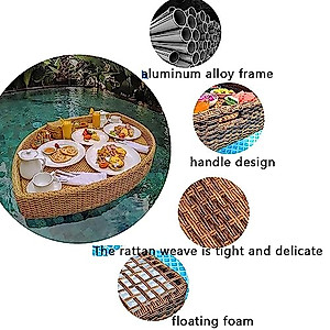 DAZULI Extra Large Round Floating Bar Table Serving Tray Drink Holder for Pool or Beach Party Float Refreshment Durable,White