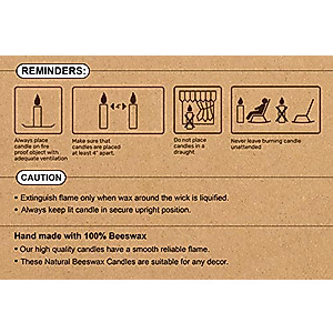 Hyoola 16" Beeswax Taper Candles - 16 Hour Burn Time - White Beeswax Candles - 4 Pack