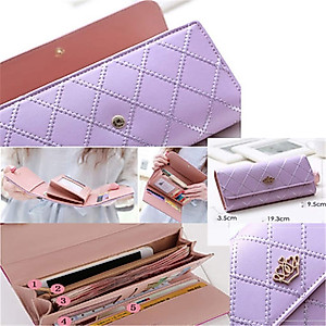 RFID Blocking Wallet for Women Ladies Leather Card Holder Purse with ID Window Multiple Card Slots Travel Bifold Wallet-Clutch (Pink, OneSize)