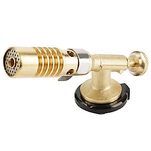 A sixx Flame Gun, Professional Portable Brass Kitchen Cooking Gas Butane Culinary Manual Torch Welding BBQ Flame Gun for Camping Home Culinary School