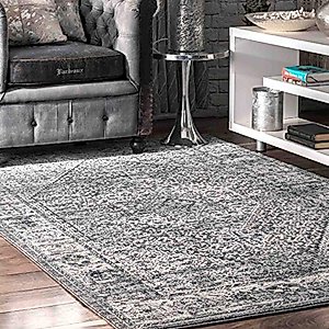 nuLOOM Victoria Distressed Medallion Area Rug, 9' x 12', Grey