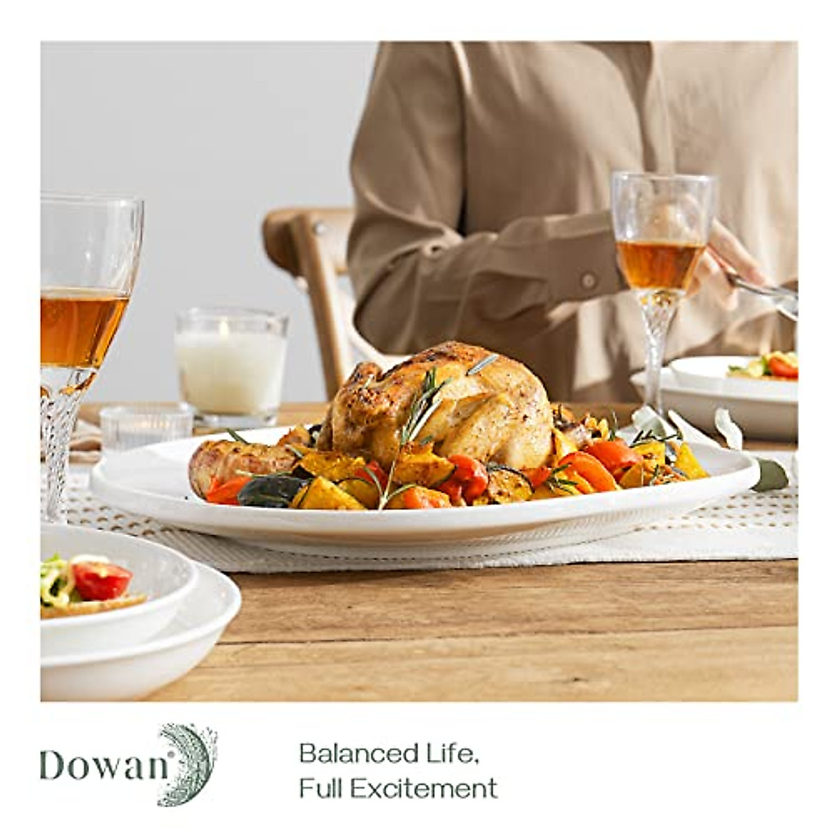 DOWAN Large Serving Platter, 16"/14"/12" Turkey Platters for Entertaining Thanksgivng Party, White Oval Plates Set of 3, Porcelain Serving Dishes for Serving Food, Housewarming Gifts