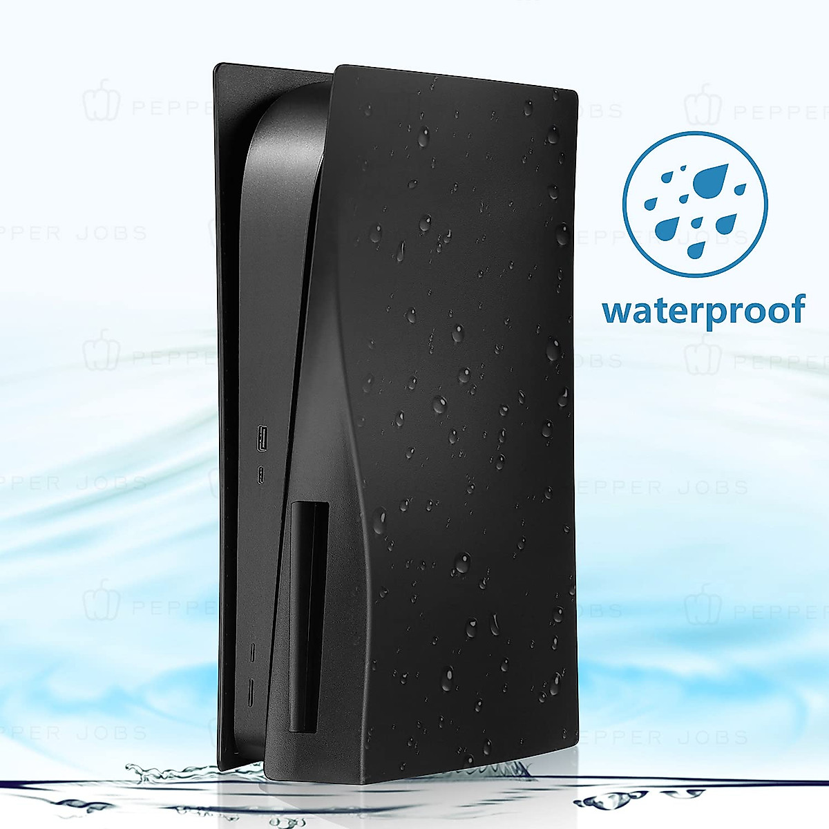 PEPPER JOBS Console Cover, Hard Shockproof Console Skin Case, ABS Anti-Scratch Dustproof Gaming Console Cover Replacement Plate Shell for Console Disc Edition (Midnight Black)