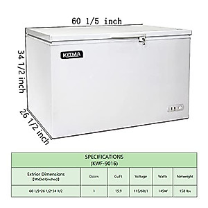 KITMA Chest Freezer - 15.9 Cu.Ft Reach-In Freezer Chest - Solid Door Deep Freezer with 2 Storage Baskets and Adjustable Thermostat, White