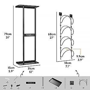 Youlvy Towel Racks for Bathroom, Towel Holder for Bathroom Wall, Bathroom Towel Storage, Towel Rack Wall Mounted, Towel Shelf for Bathroom, Towel Rack Towel Storage Bath Towel Holder Towel Shelf
