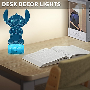 JMMFIDY Stitch Night Lights - 3D LED Intelligent Remote Control, Children's Room Decoration, Christmas & Children's Day Gift