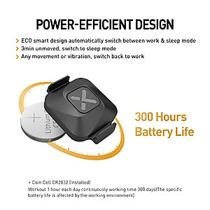 XOSS Vortex Cadence and Speed Sensor Wireless IPX7 Waterproof - 300 Hours Dual Modes Bike Sensor ANT+/Bluetooth 4.0 Compatible for Cycling Computer - 2 Pack