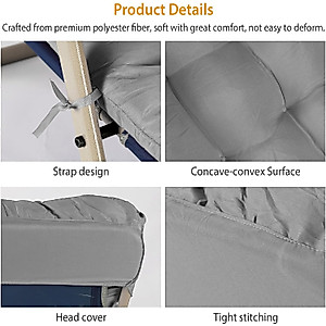 KOCASO 67x22in Chaise Lounger Cushion Bench Patio Recliner Rocking Chair Sofa Mat Deck Chair Cushion Indoor Outdoor Furniture Pat with 6 Ties & 1 Non-Slip Top Cover, Grey (Only A Cushion)