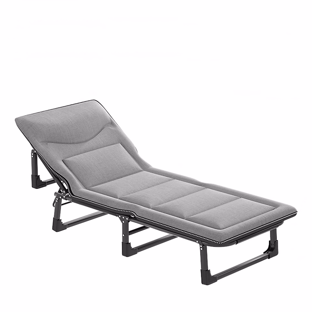 Folding beds Folding Mattress Folding Single Bed Folding beds with pillowtop mattresses Portable Folding beds Folding beds with 4 Adjustable Angles Folding beds for Home, Office and Camp(Color:Grey)