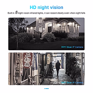 EKAT Security Camera Outdoor, Wireless Outdoor Cameras for Home Security, Solar Security Camera, 2.4Ghz WiFi, Motion Detection, Night Vision, IP66 Waterproof, Solar Charging