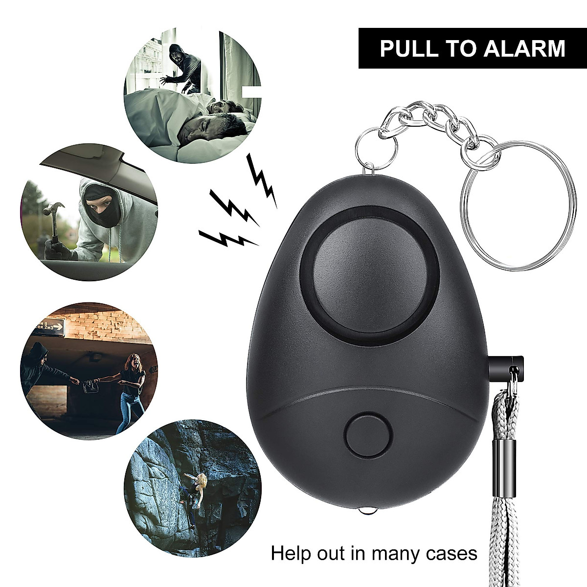 Personal Alarm, Safe Sound Security Personal Alarm for Women,Kids, Elderly, Emergency Safe Personal Alarm Black
