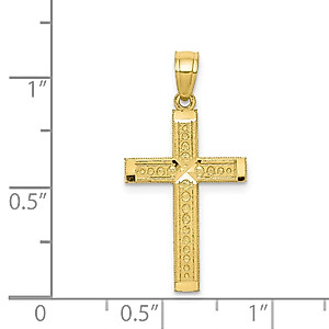Solid 10k Yellow Gold Cross Pendant Charm - 27mm x 16mm